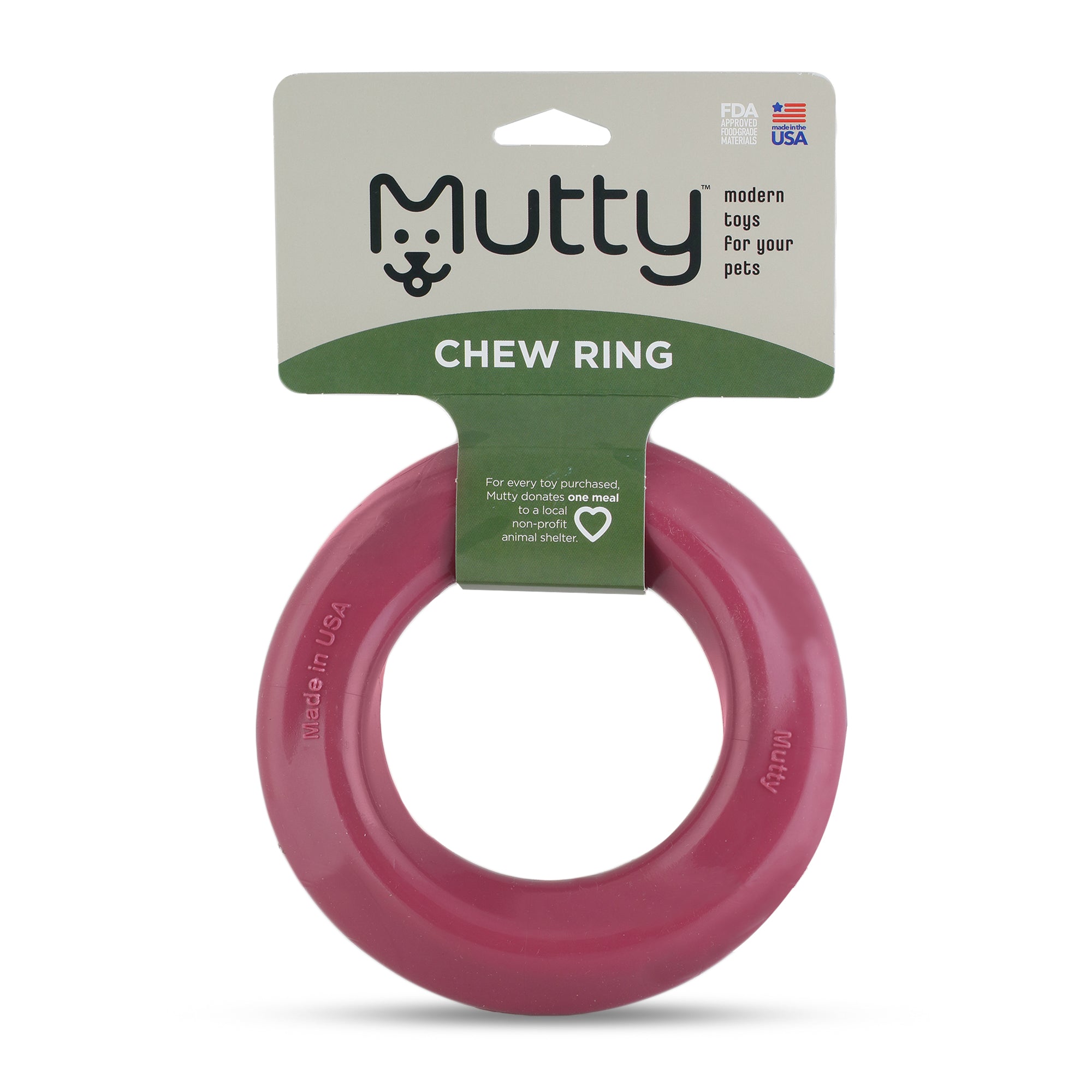 Mutty Dog Chew Ring - Made in USA Dog Toys for Chewers - One Meal Dona ...